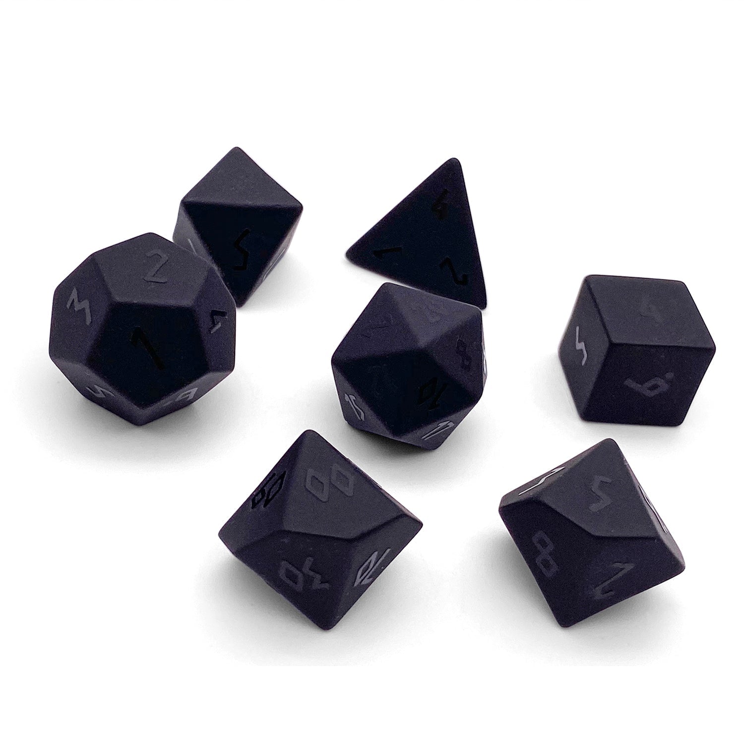 Black Obsidian - Raised 7 Piece RPG Set Gemstone Dice – Nord Games