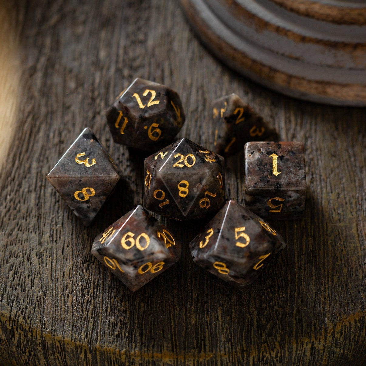 Gemstone Yooperlite Hand Carved DND Dice Set – Nord Games