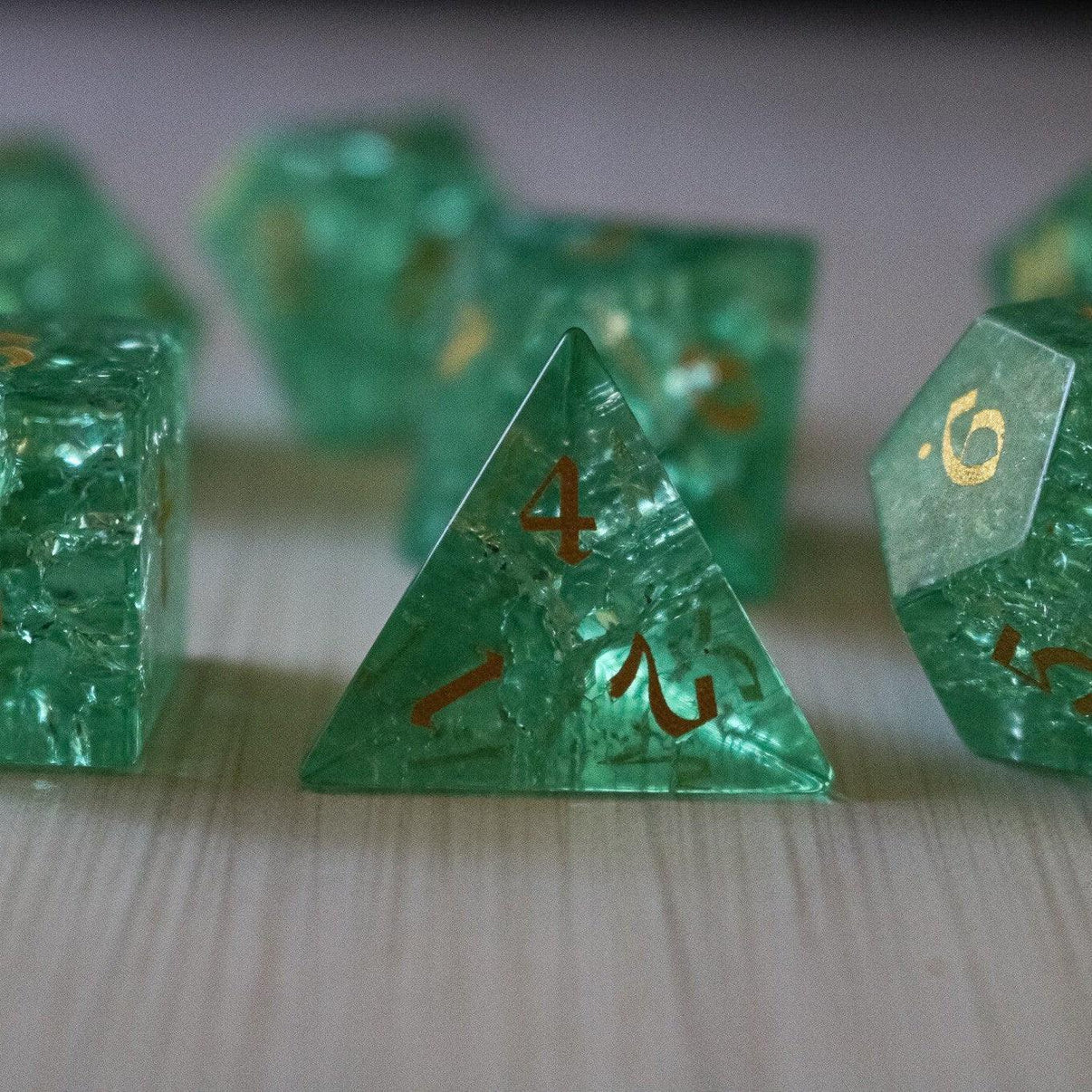 Green Lightning Cracked Glass DND Dice Set – Nord Games