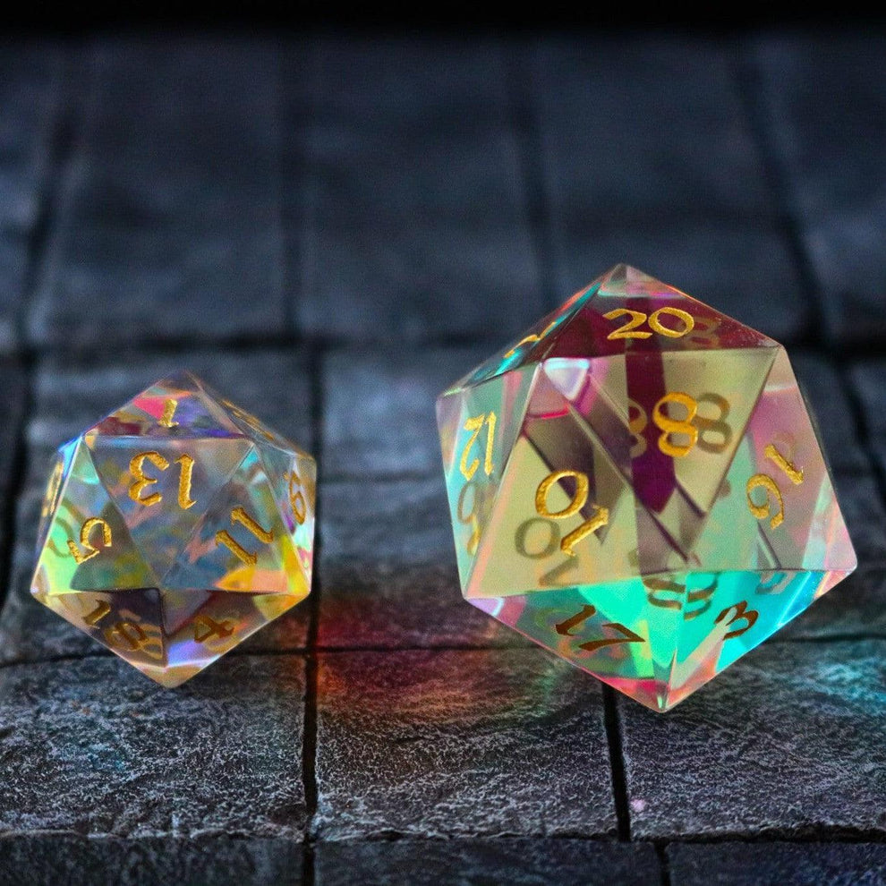 Large Dragon Egg Dichroic Glass D20 Gemstone Polyhedral Dice – Nord Games
